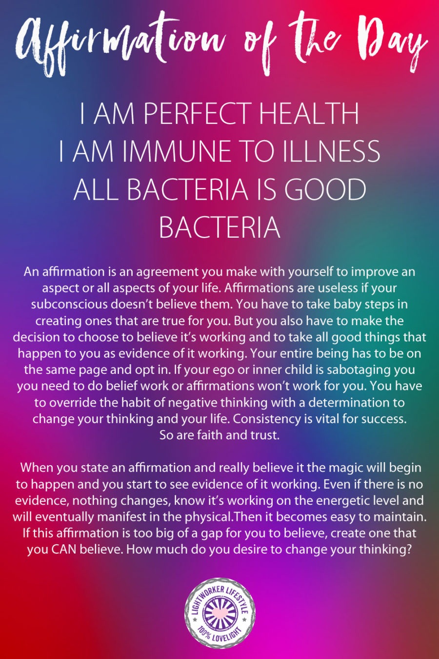 Affirmation of the Day - Perfect Health - Lightworker Lifestyle